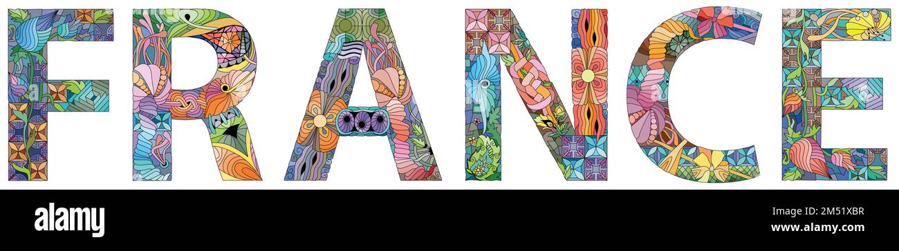 Vector word France. Hand-painted art design. Illustration for t -shirt ...