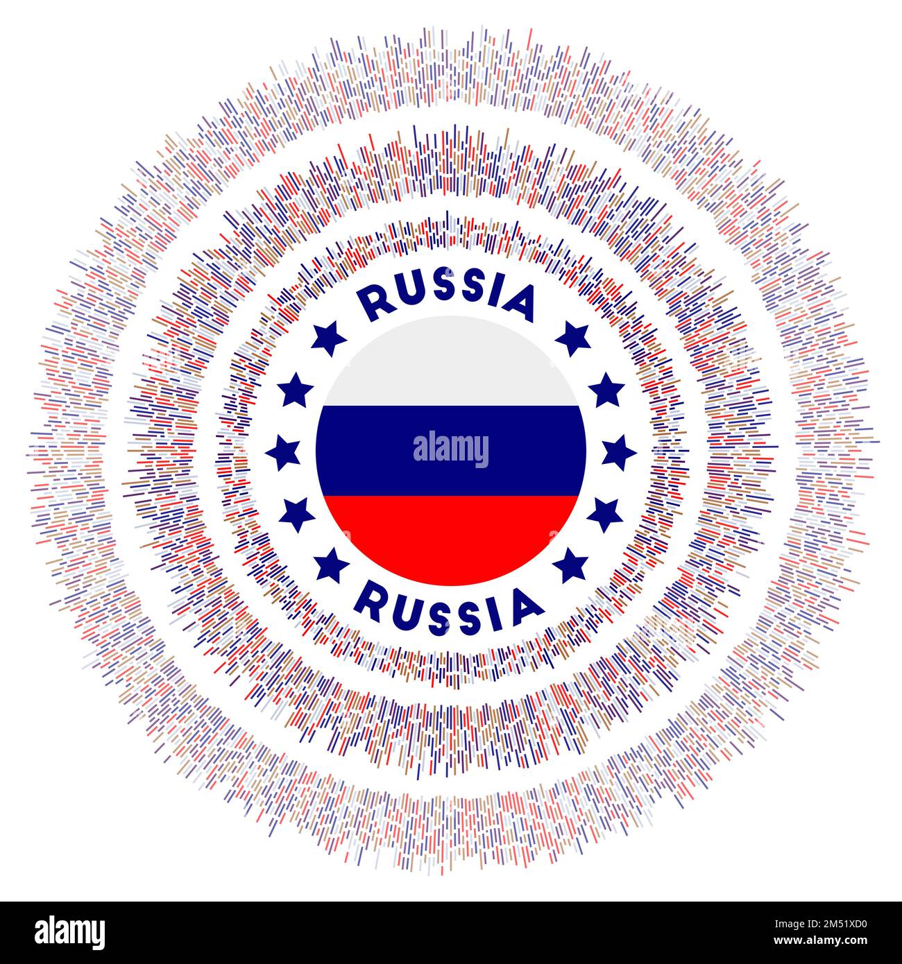 Russia symbol. Radiant country flag with colorful rays. Shiny sunburst with Russia flag ...