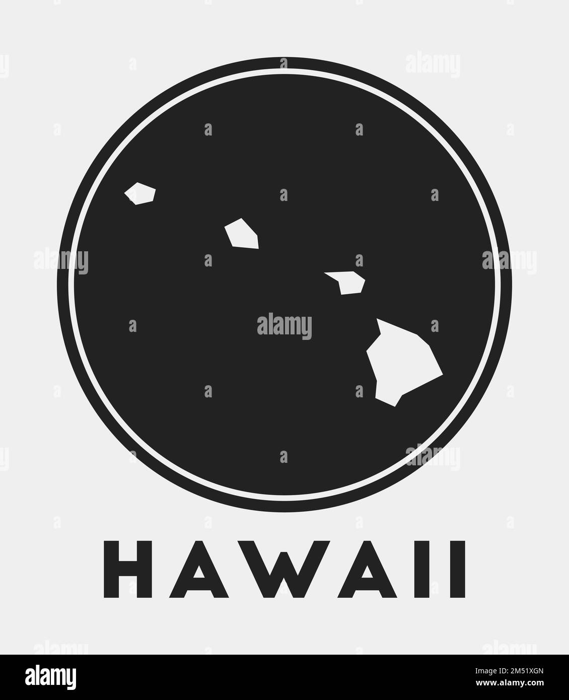 Hawaii icon. Round logo with US state map and title. Stylish Hawaii ...