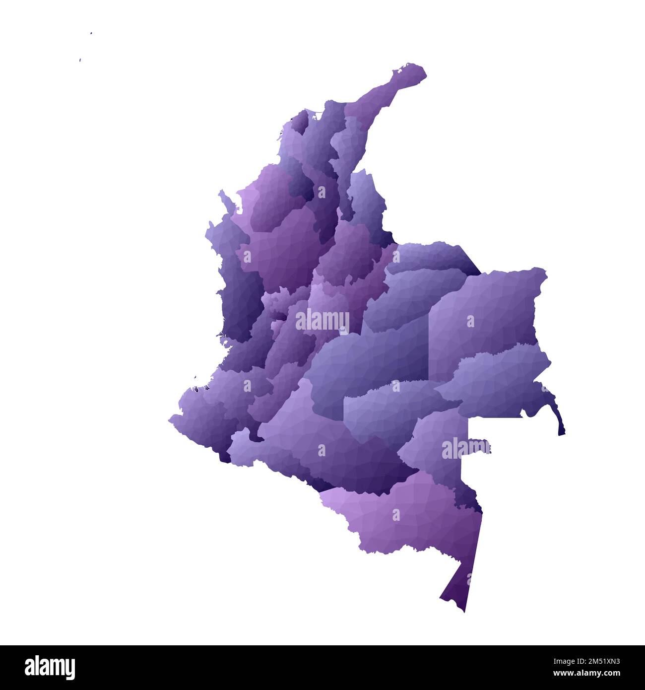 Colombia map. Geometric style country outline. Exquisite violet vector ...
