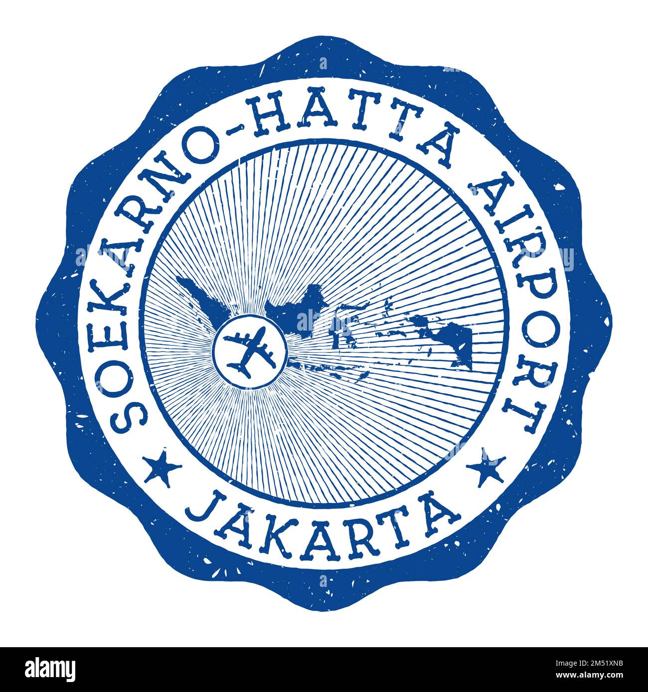 Soekarno-Hatta Airport Jakarta stamp. Airport of Jakarta round logo ...