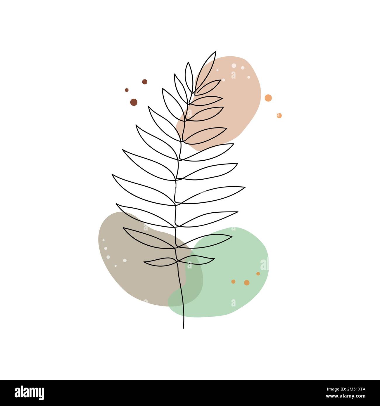 Line art palm leaf. Minimal continuous line tropic leaf foliage drawing ...