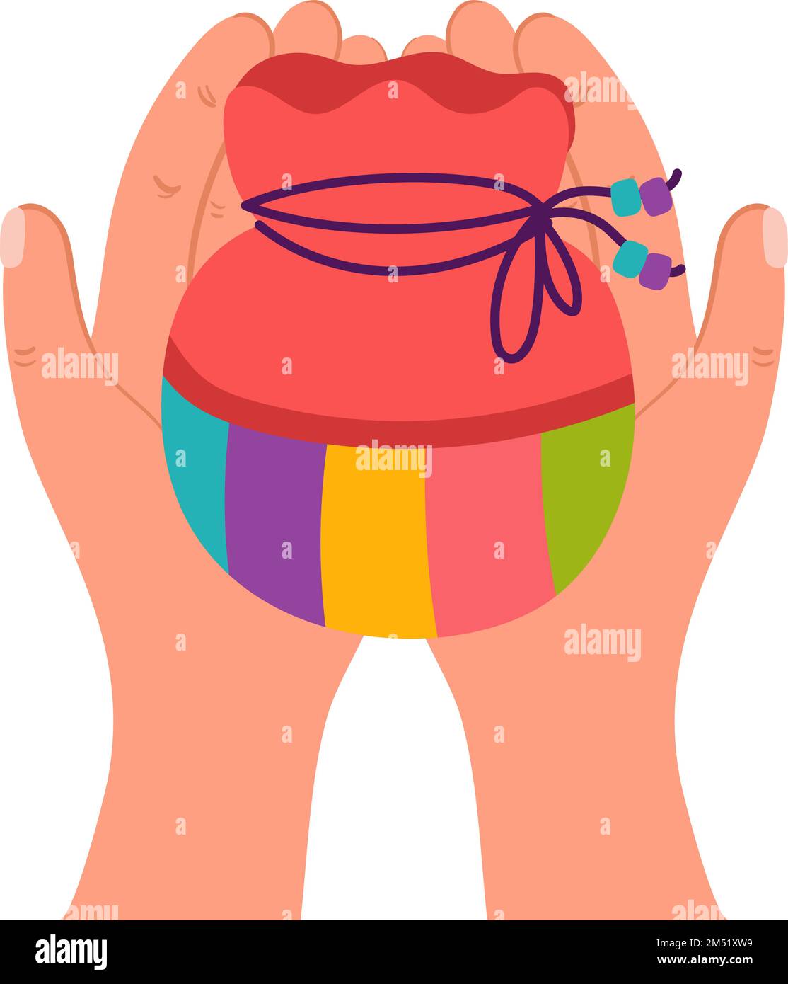 Traditional Korean color New Year Lucky Bag in hands or Seollal Fortune ...