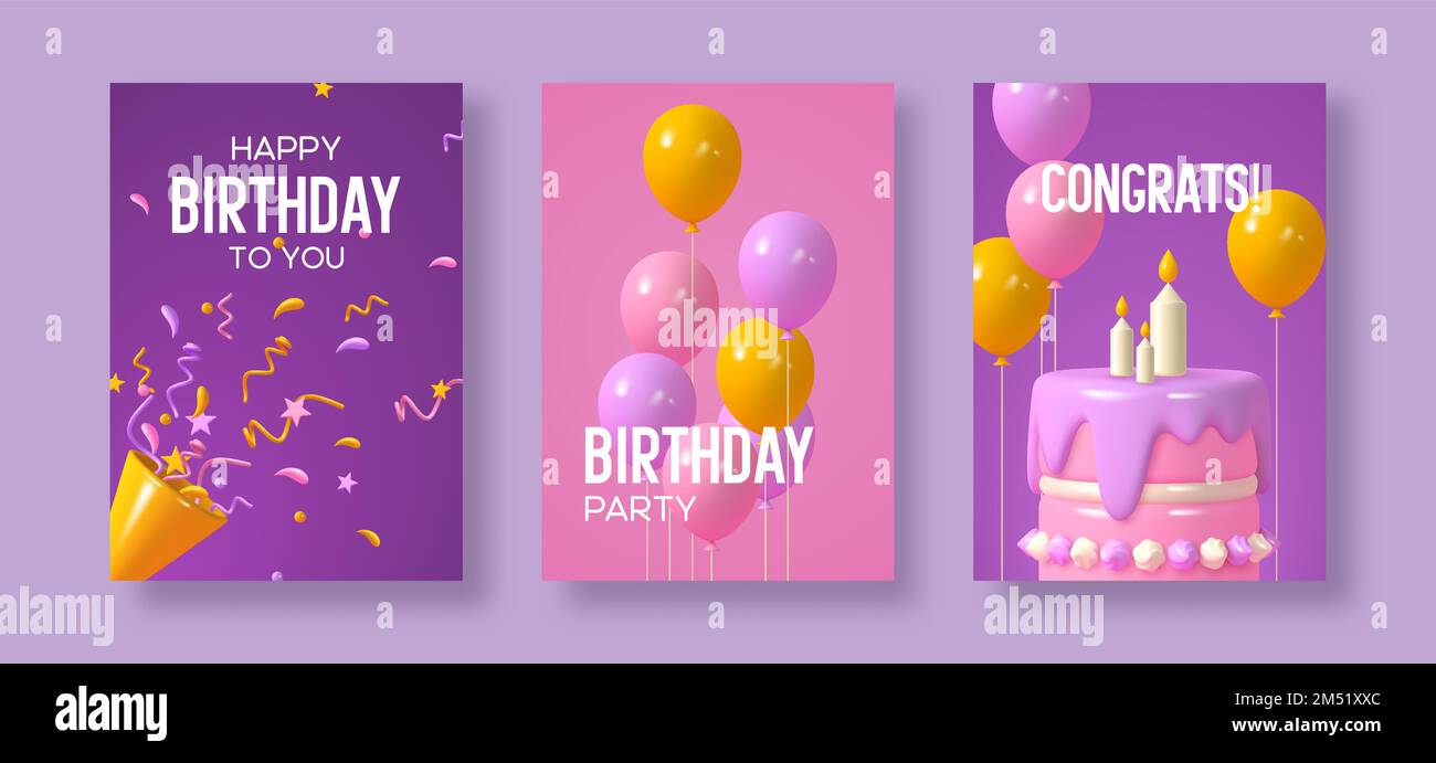 Set of birthday greeting posters Stock Vector Image & Art - Alamy