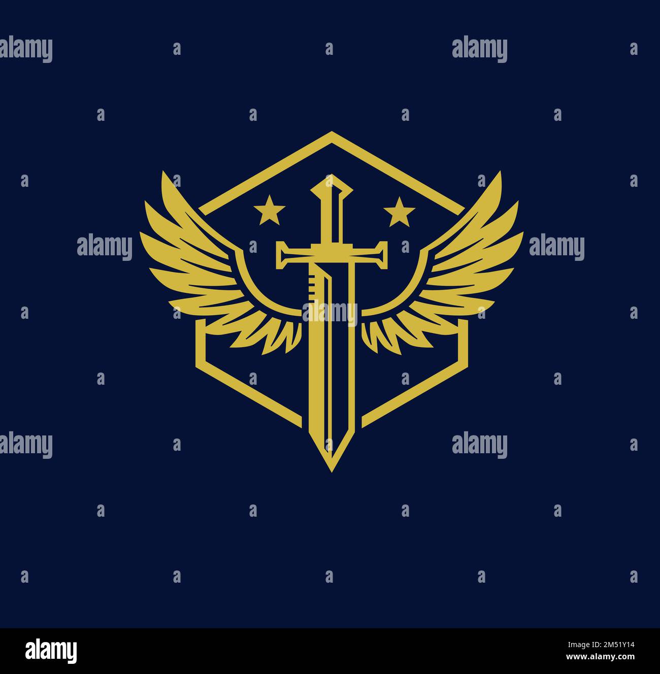 A vector of sword with wings in blue background Stock Vector Image ...