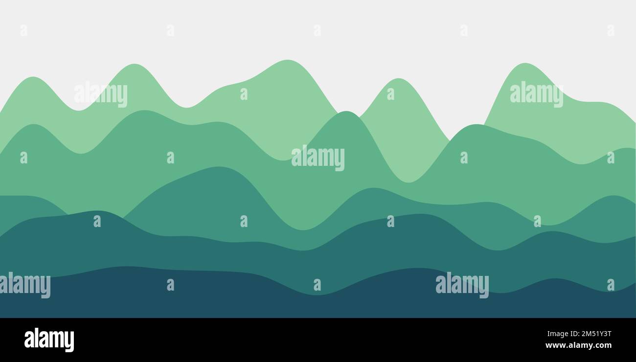 Abstract blue green hills background. Colorful waves attractive vector ...