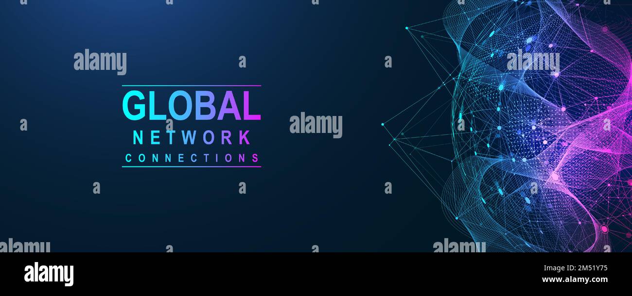 Global network connection concept. Big data visualization. Social ...
