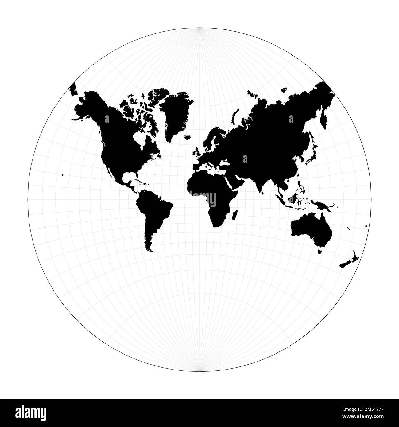 Map of the world illustration. Lagrange conformal projection. Plain ...