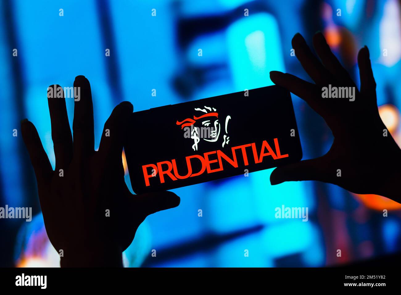 In this photo illustration, the Prudential plc logo is displayed on a ...