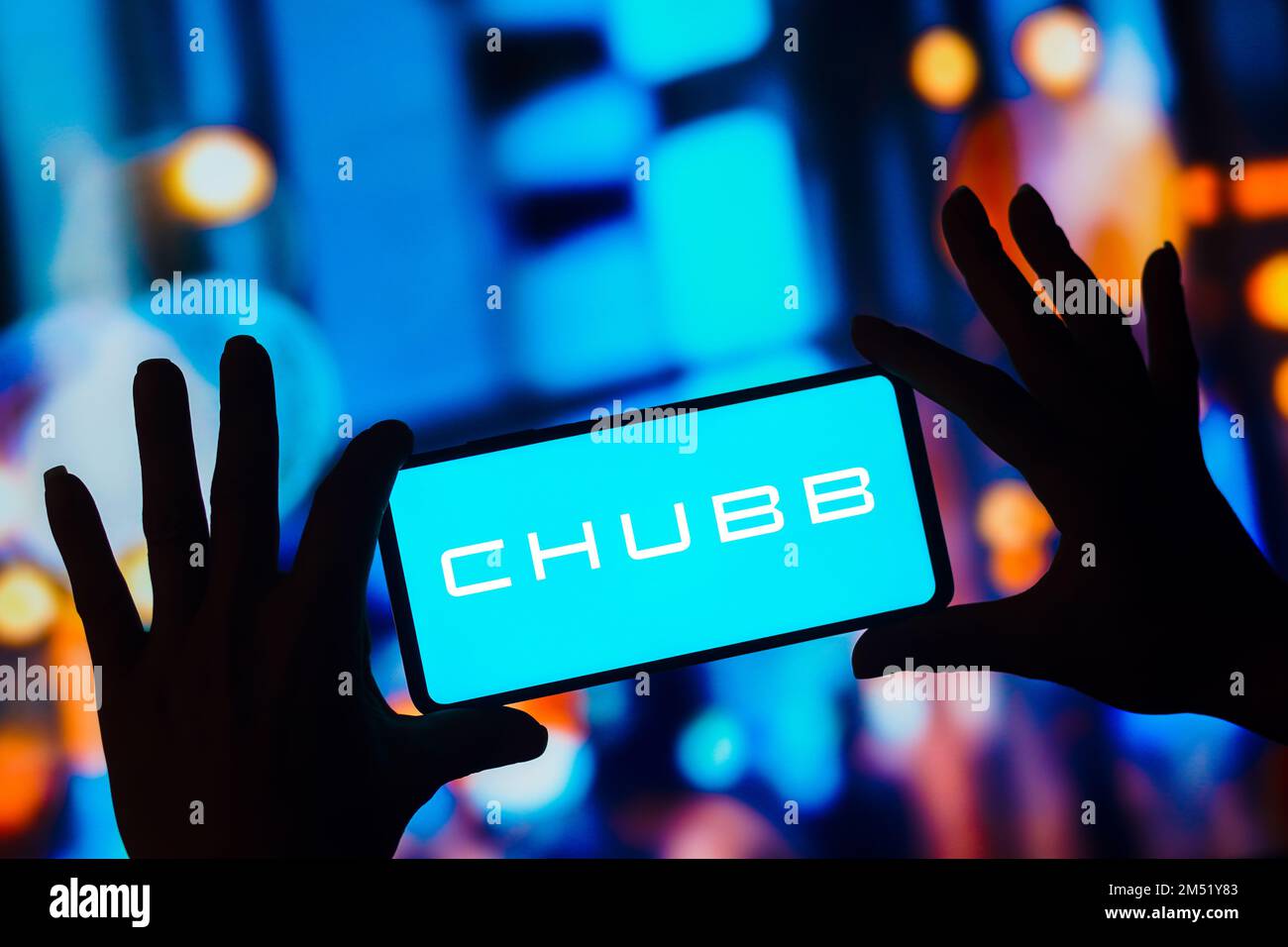 In this photo illustration, the Chubb Limited logo is displayed on a ...