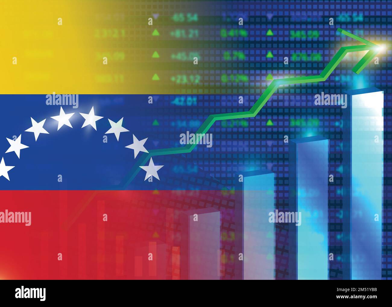 Economic growth in Venezuela.Venezuela's stock market.Venezuelan flag ...