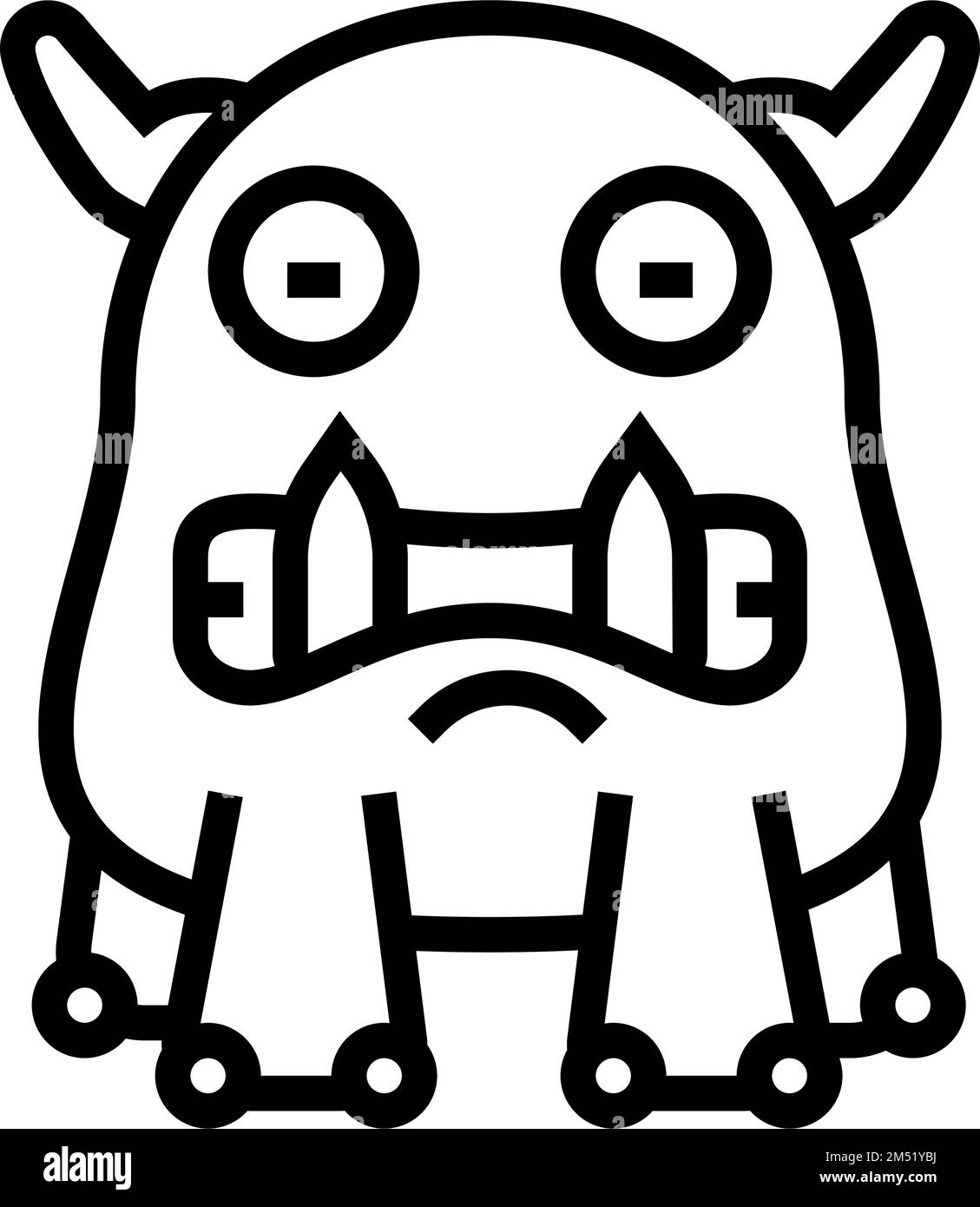 teeth monster alien line icon vector illustration Stock Vector Image ...