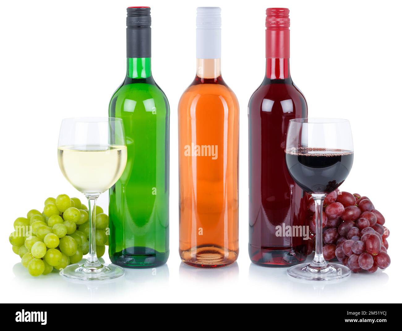 Wine tasting wines red white rose alcohol grapes isolated on a white ...