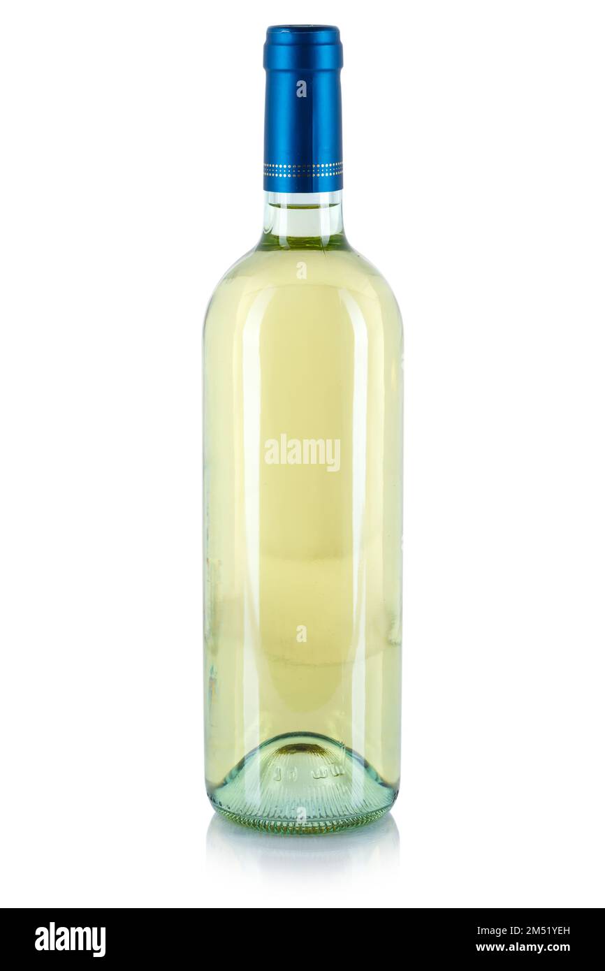 Wine bottle white alcohol drink isolated on a white background Stock ...