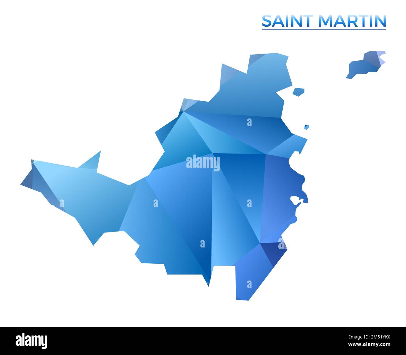 Vector polygonal Saint Martin map. Vibrant geometric island in low poly style. Charming ...
