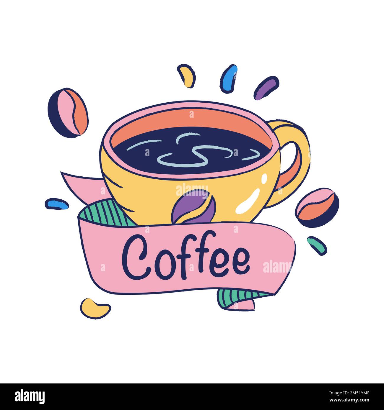 hand drawing round cup and inscription coffee Stock Vector Image & Art ...