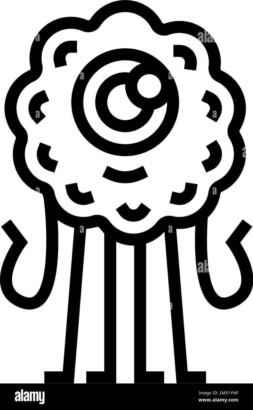 happy monster funny line icon vector illustration Stock Vector Image ...