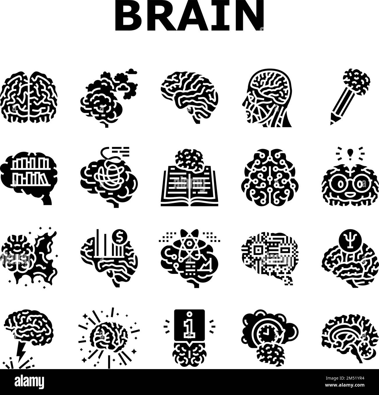 brain human mind head idea icons set vector Stock Vector Image & Art ...