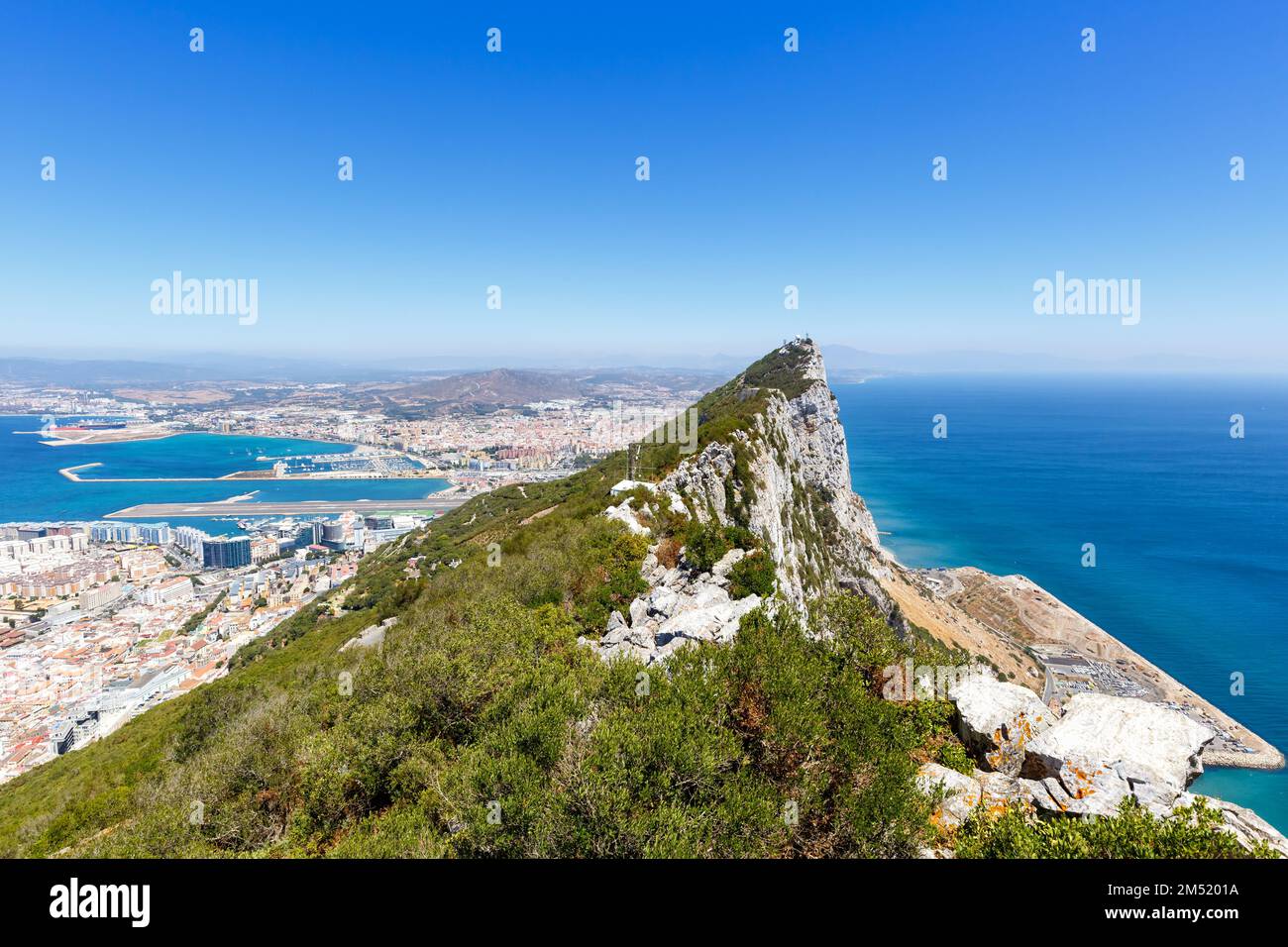 Gibraltar The Rock Mediterranean Sea town overview travelling Stock ...