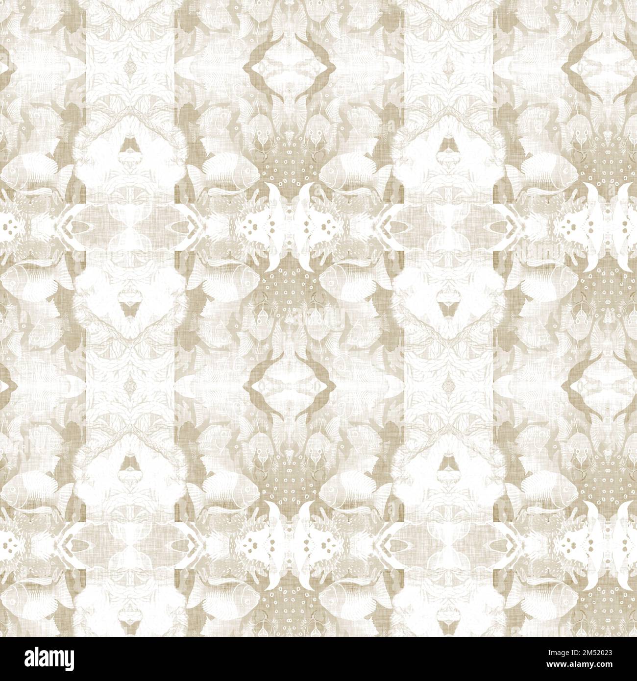 Ecru natural linen effect patterned coastal geo background. Seamless ...