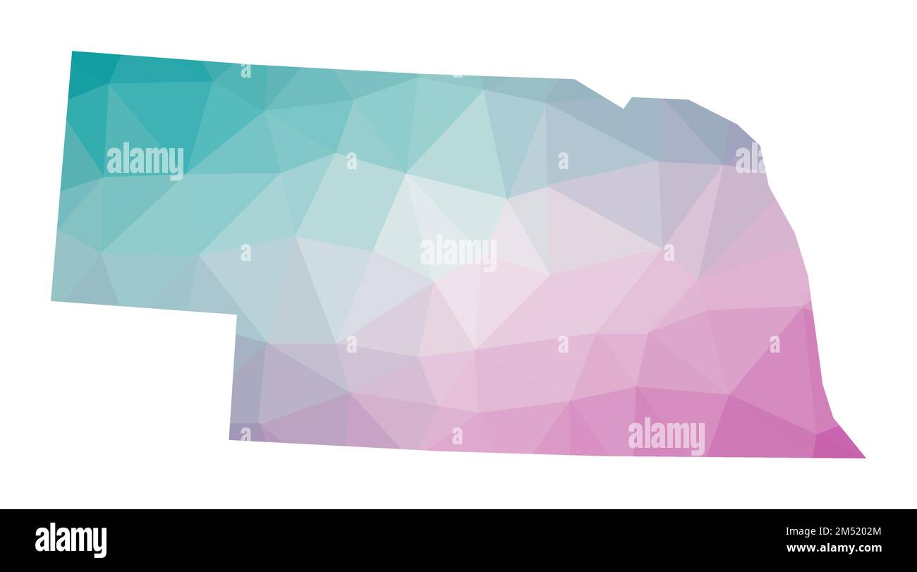 Polygonal map of Nebraska. Geometric illustration of the US state in ...