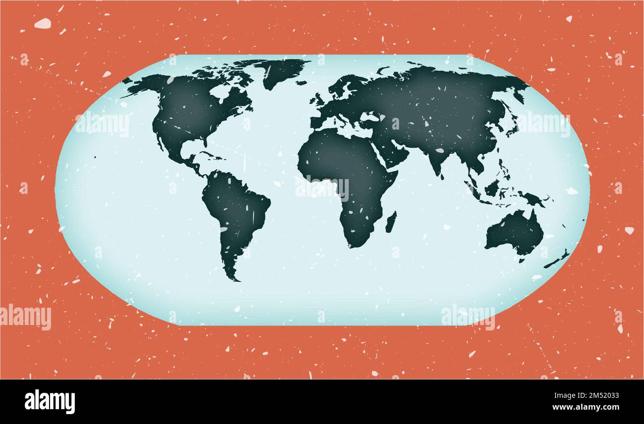 World Map Poster. Robinson projection. Vintage World shape with grunge ...