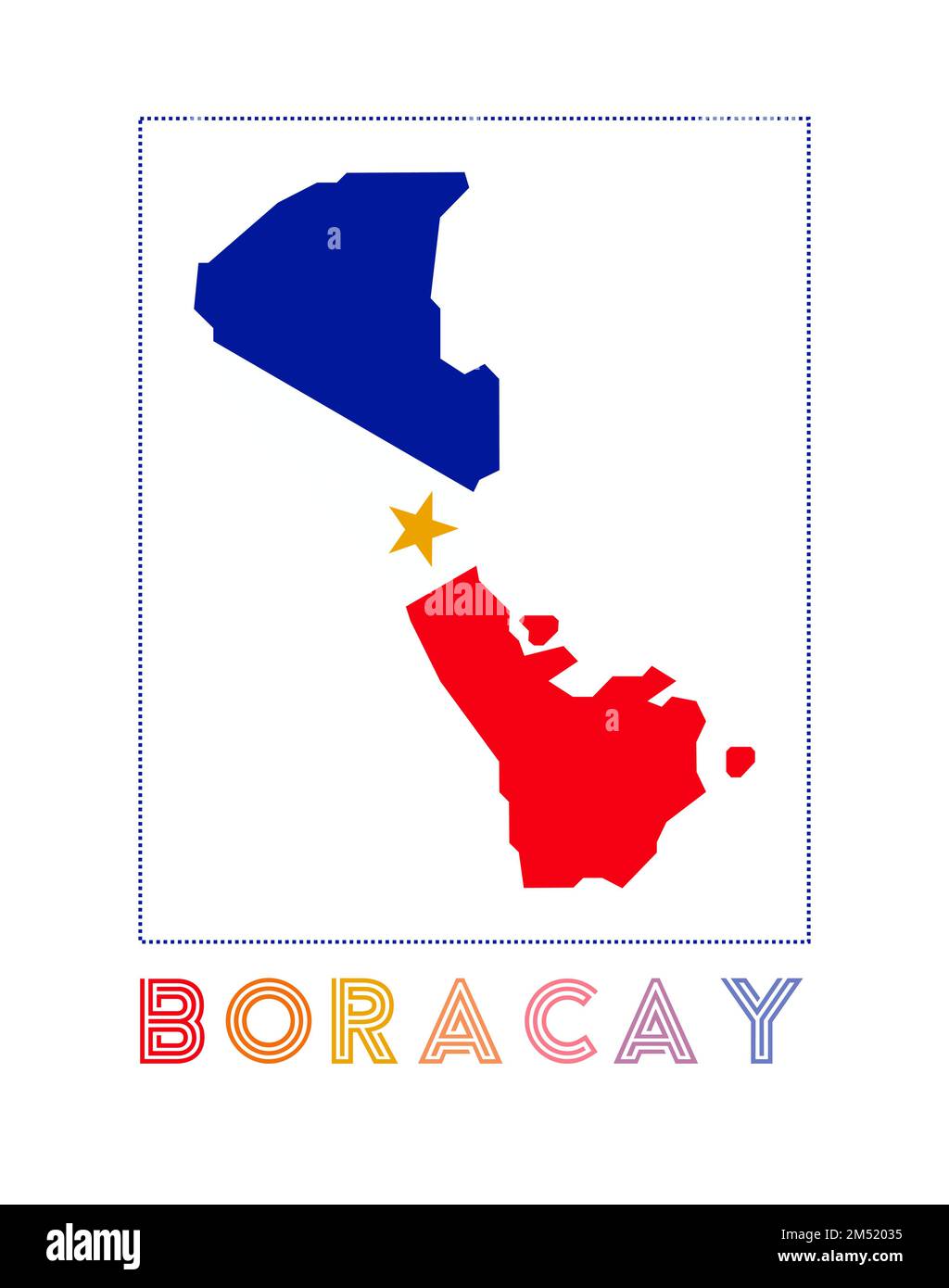 Boracay Logo. Map of Boracay with island name and flag. Charming vector ...