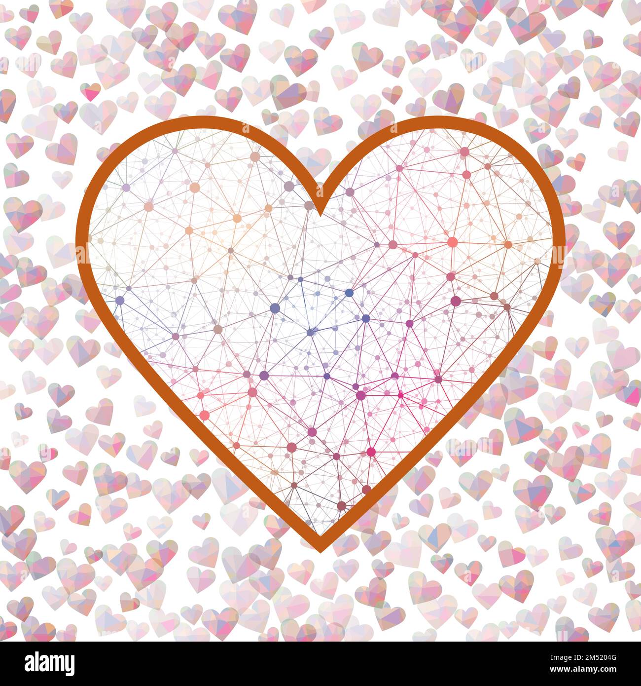 Polygonal Valentine's Day Heart. Geometric heart mesh in accent color ...