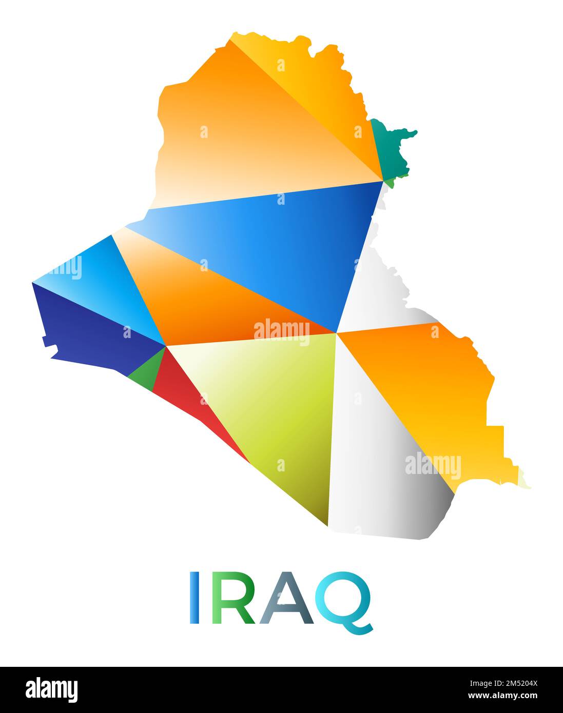 Bright colored Republic of Iraq shape. Multicolor geometric style ...