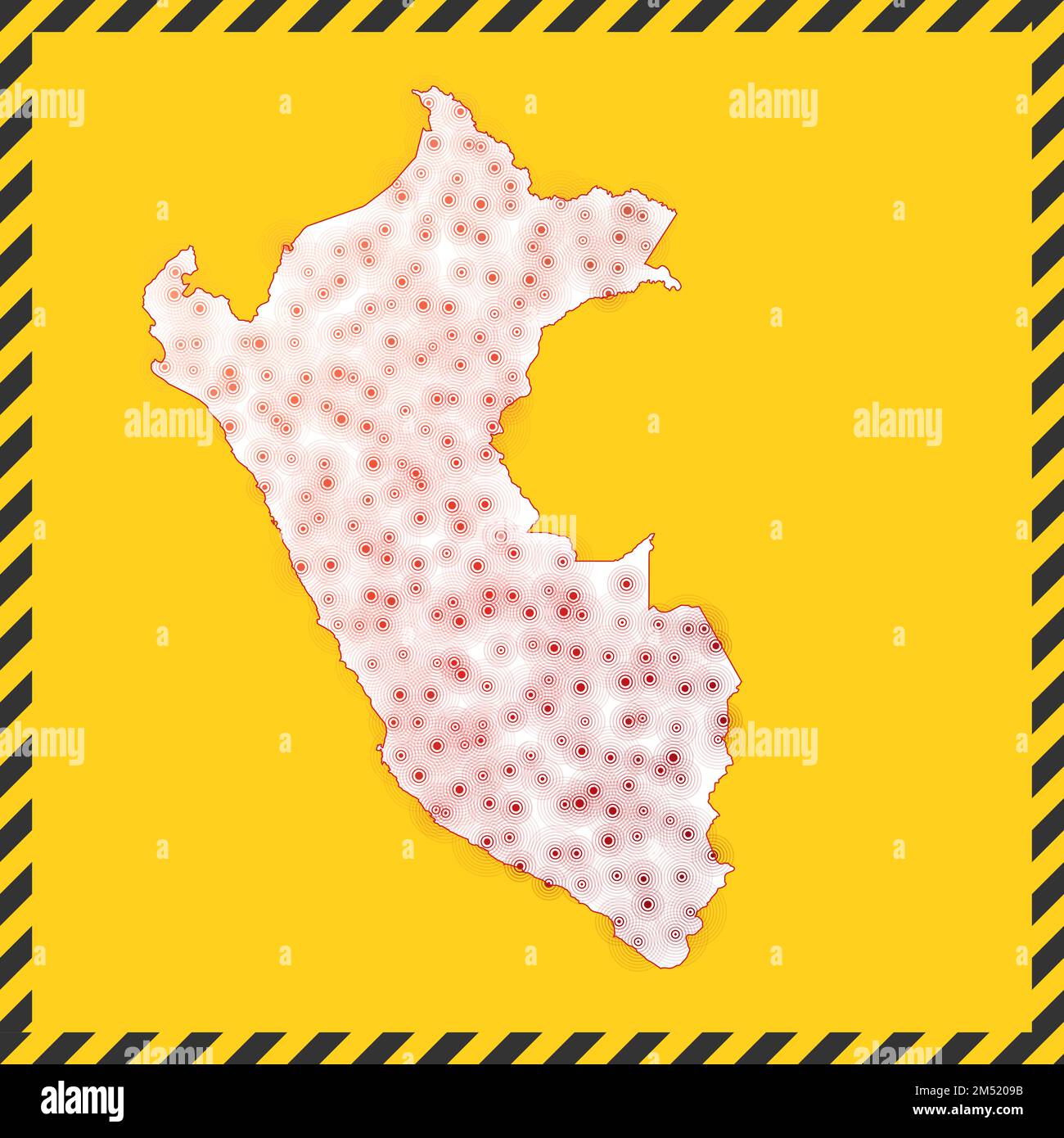 Peru closed - virus danger sign. Lockdown country icon. Black striped ...