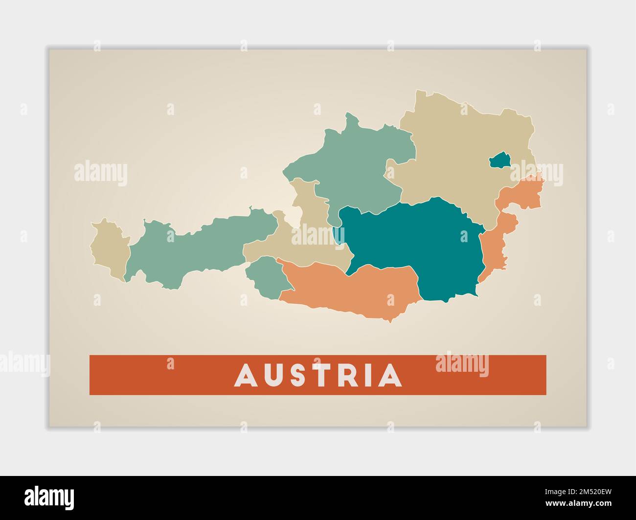 Austria poster. Map of the country with colorful regions. Shape of ...