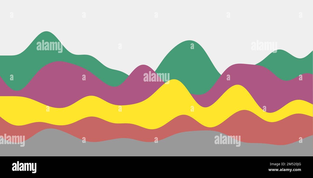 Abstract red blue green orange hills background. Colorful waves radiant ...