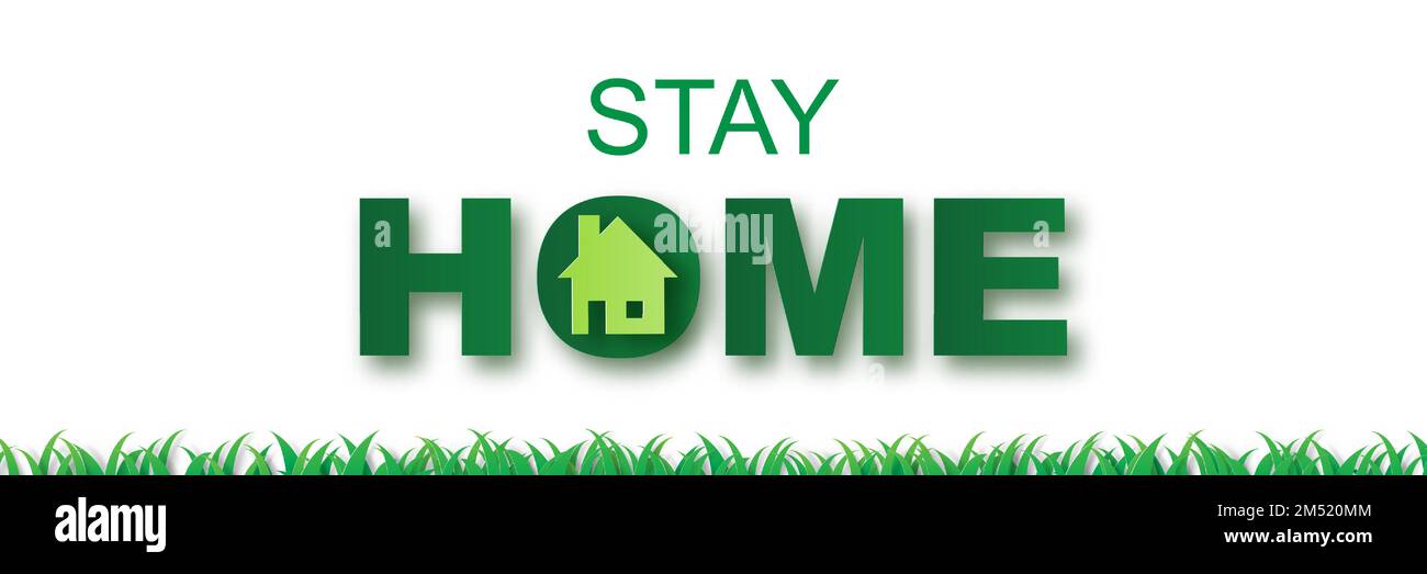 Stay home on Eco Environment background.stay safe zone with home icon ...