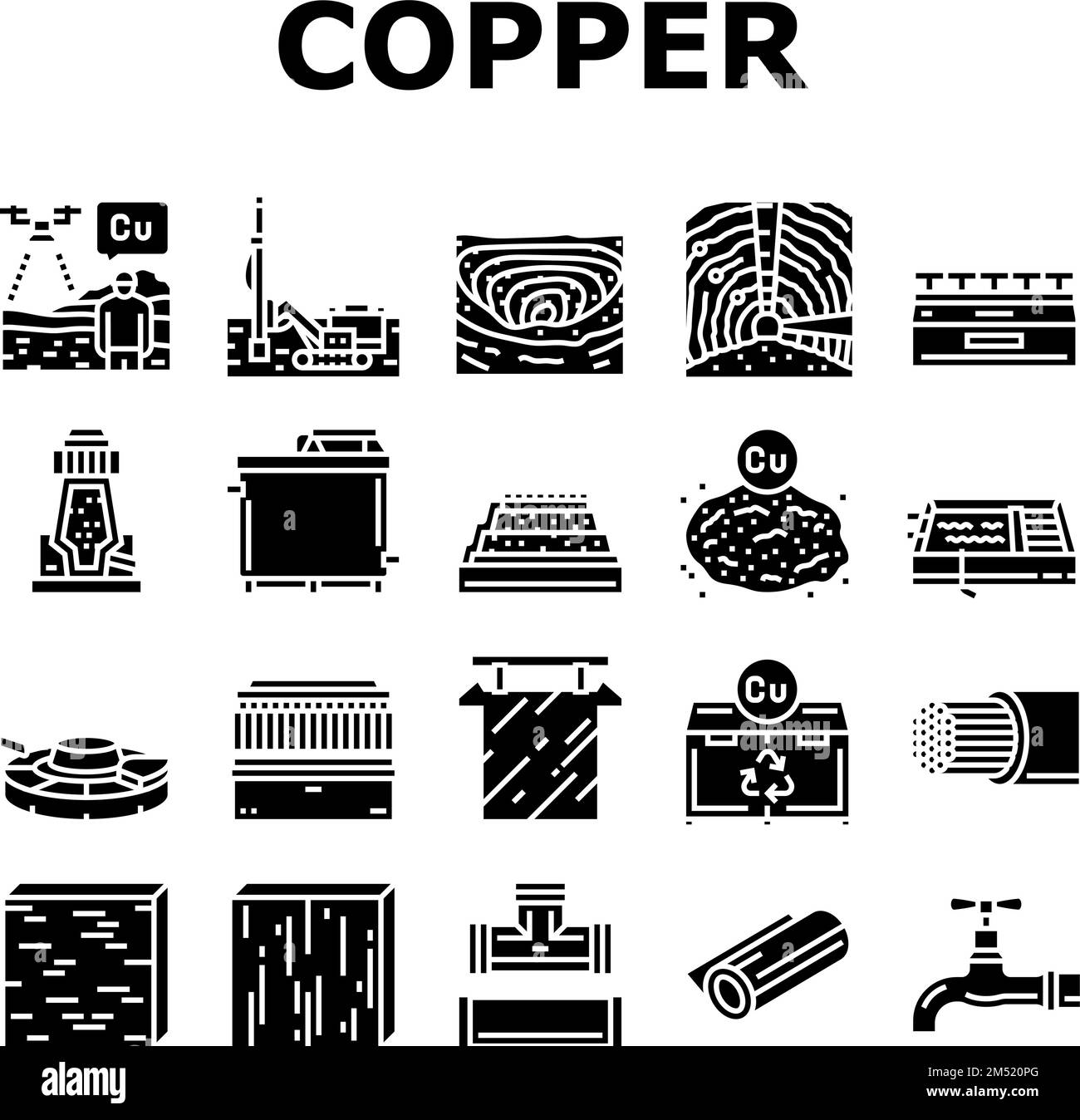 copper metal production steel icons set vector Stock Vector Image & Art ...