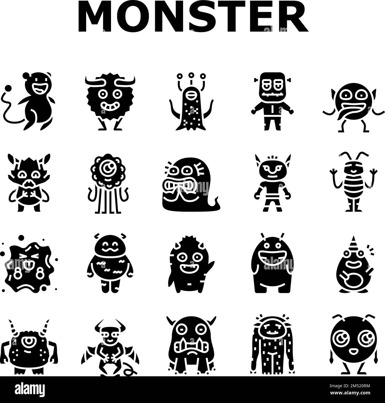 monster funny cute alien icons set vector Stock Vector Image & Art - Alamy