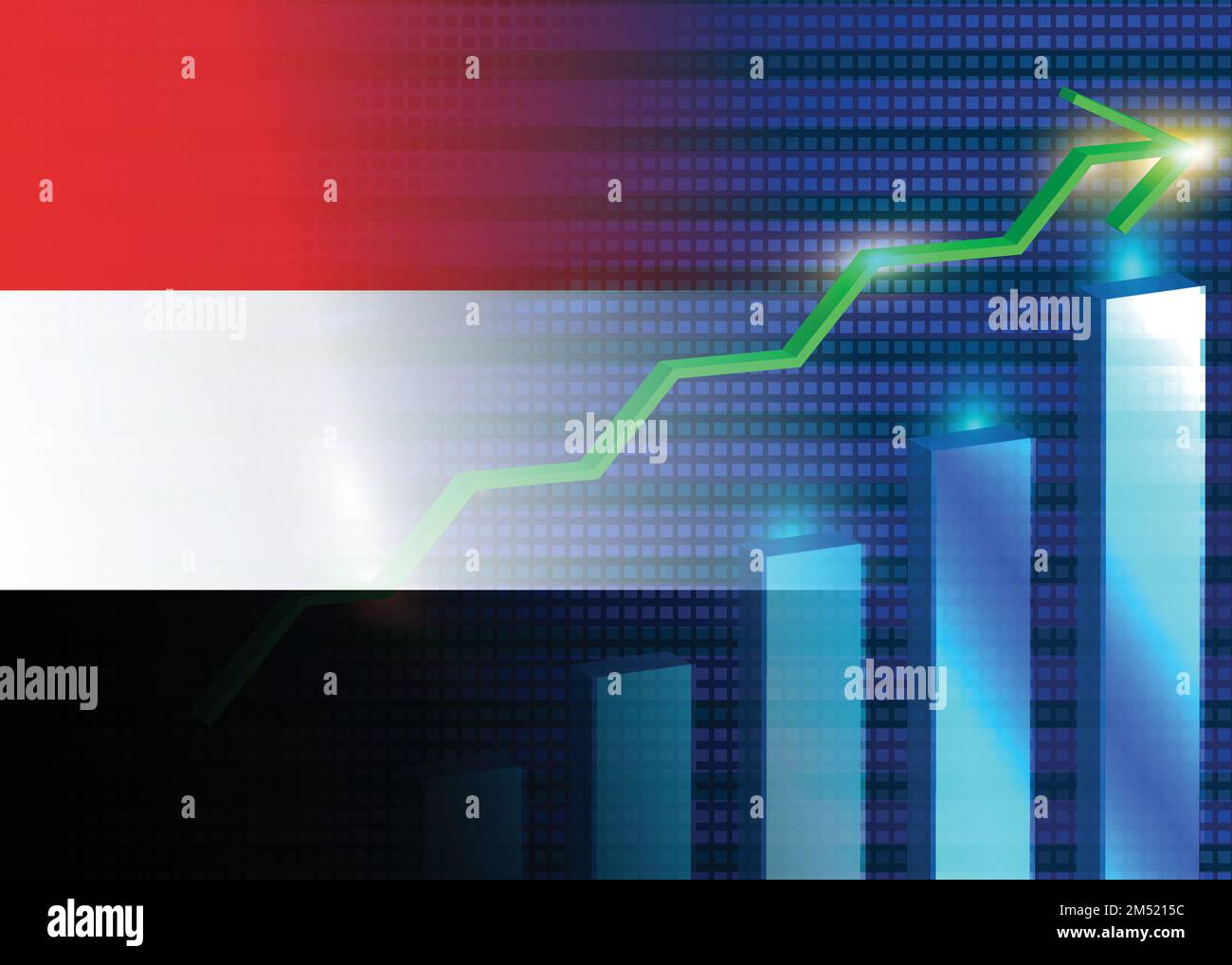 Economic growth concept in Yemen.Yemeni flag with charts,growth arrow ...