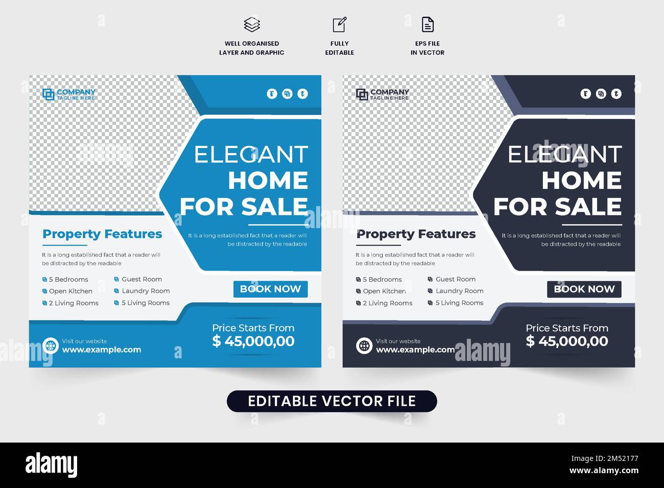 Creative home selling business promo template design with price section ...