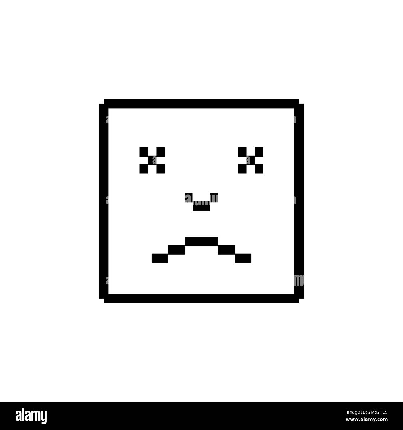Pixel sad linear face in the square. Flat icon vector Stock Vector ...