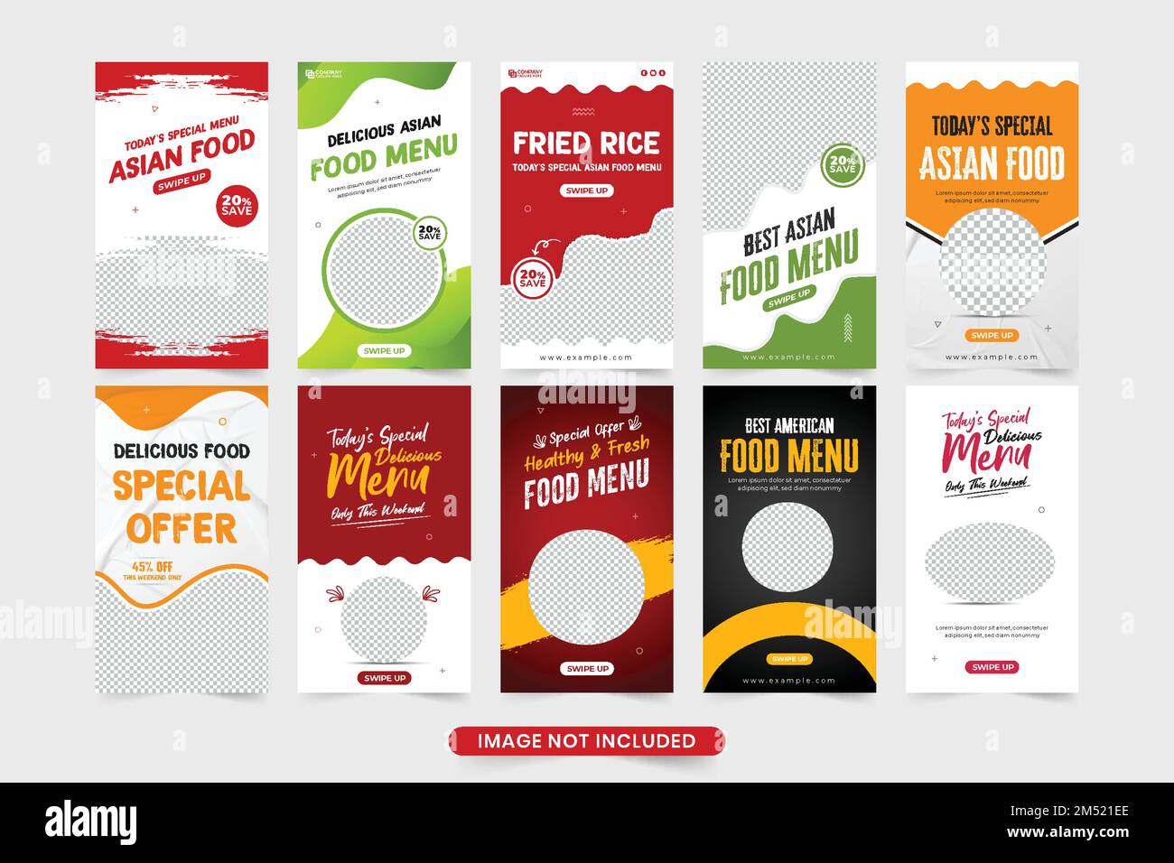 Delicious food menu social media story template collection with red and ...