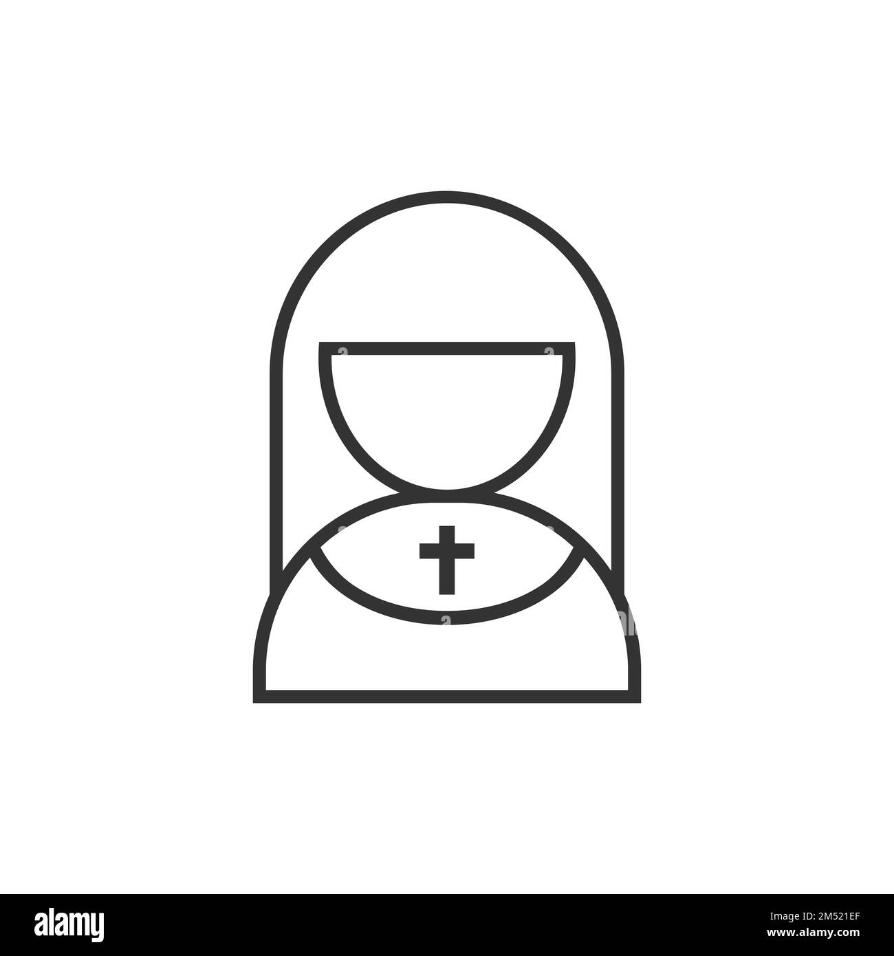 Nun linear icon vector isolated on white background. Line nun sign ...