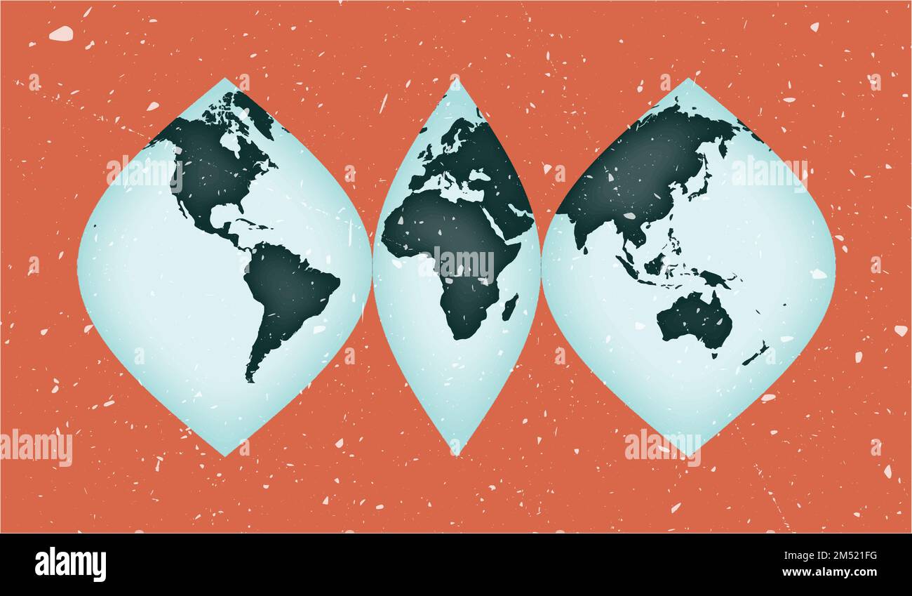 World Map Poster. Interrupted sinusoidal projection. Vintage World ...