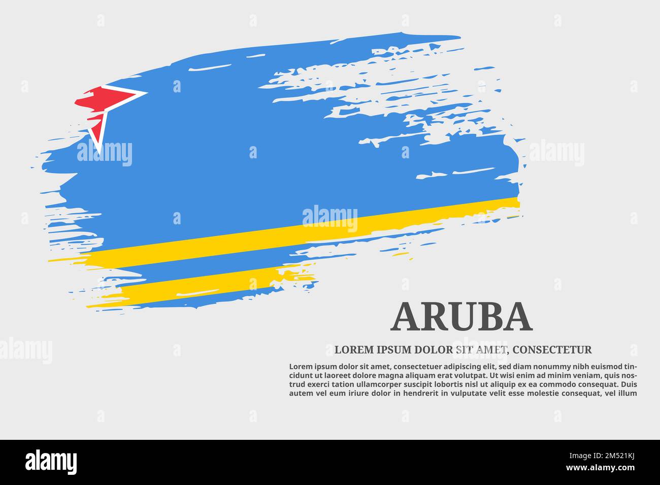Aruba flag grunge brush and text poster, vector Stock Vector Image ...