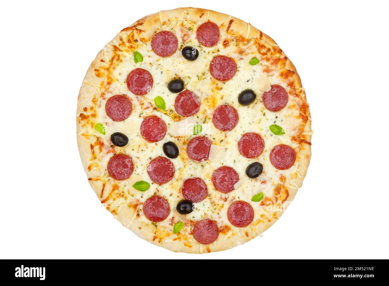Pepperoni pizza top view Cut Out Stock Images & Pictures - Alamy