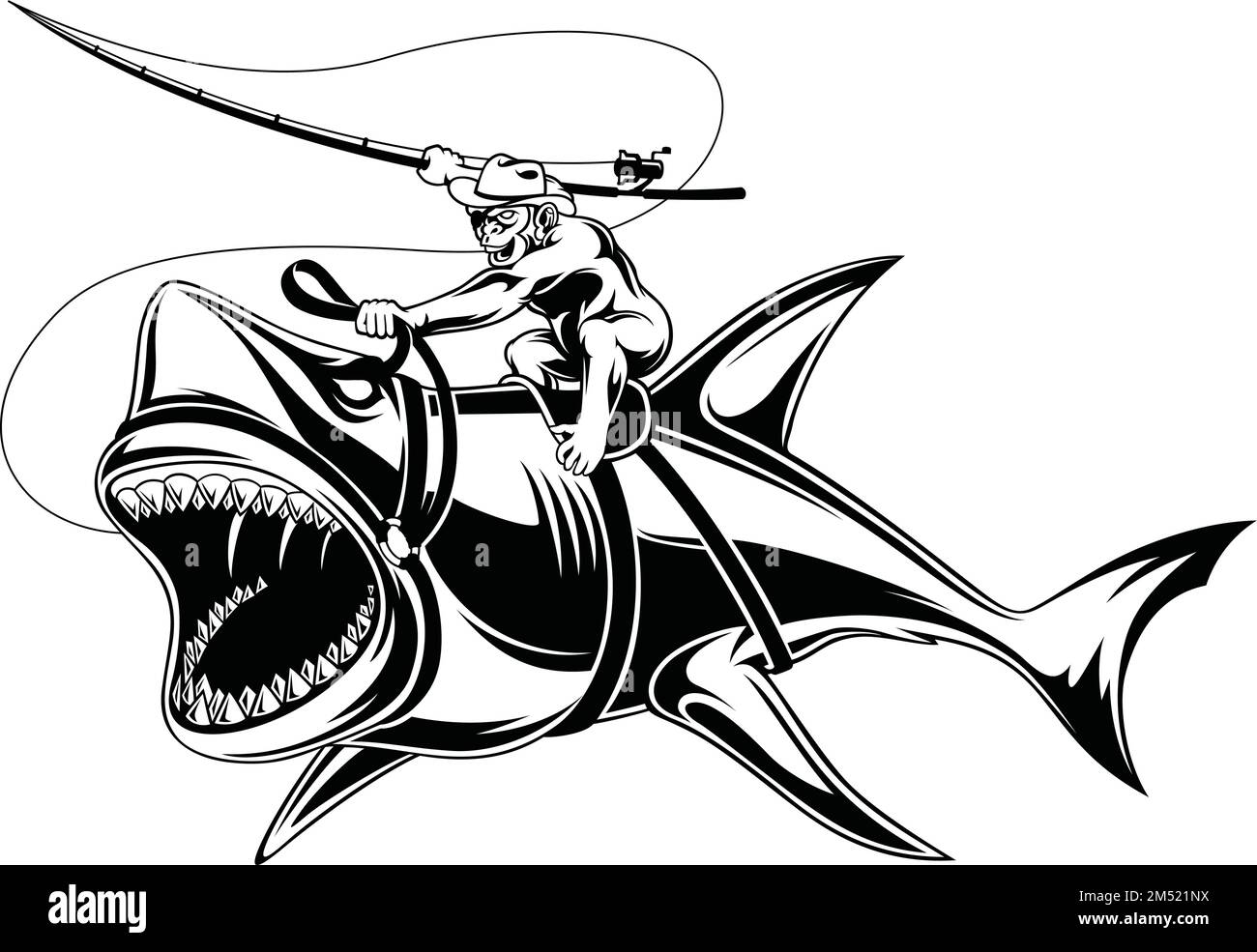 Monkey mouth wide open teeth Stock Vector Images - Alamy