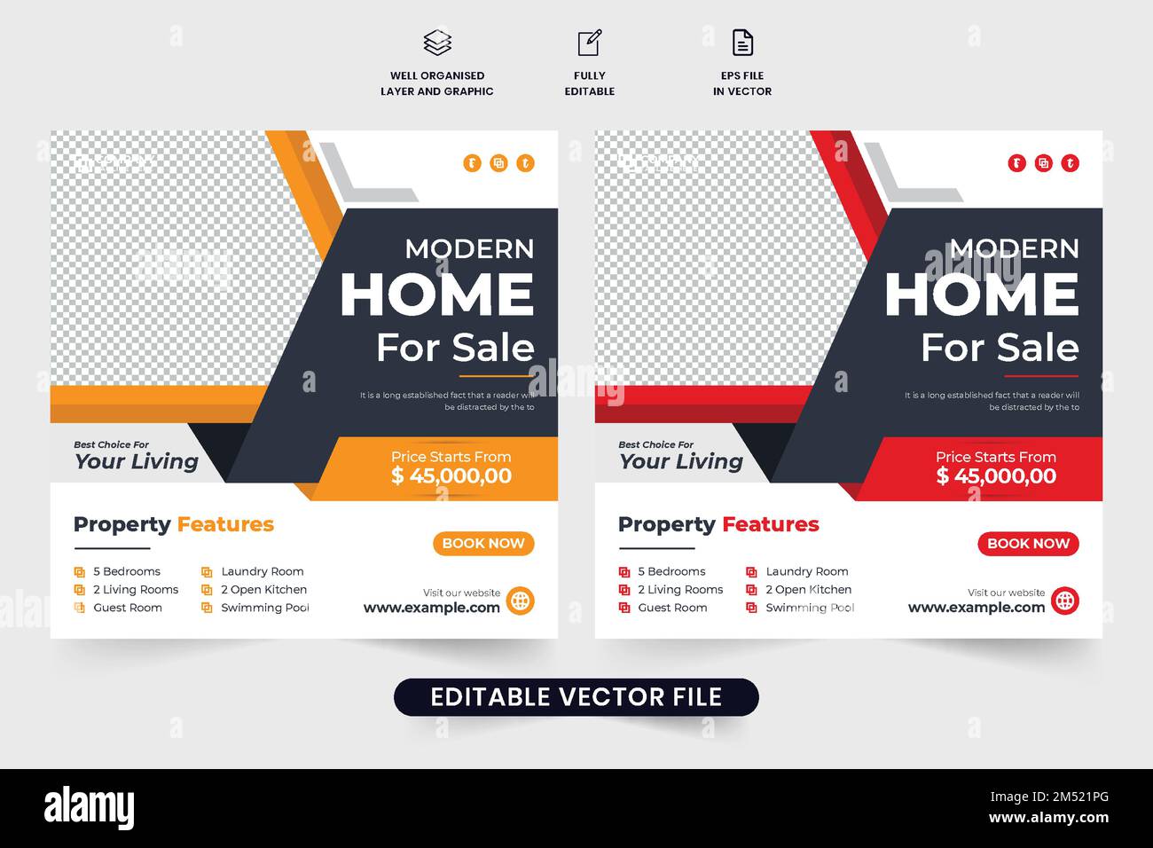 Modern home selling business promotional template design with geometric ...