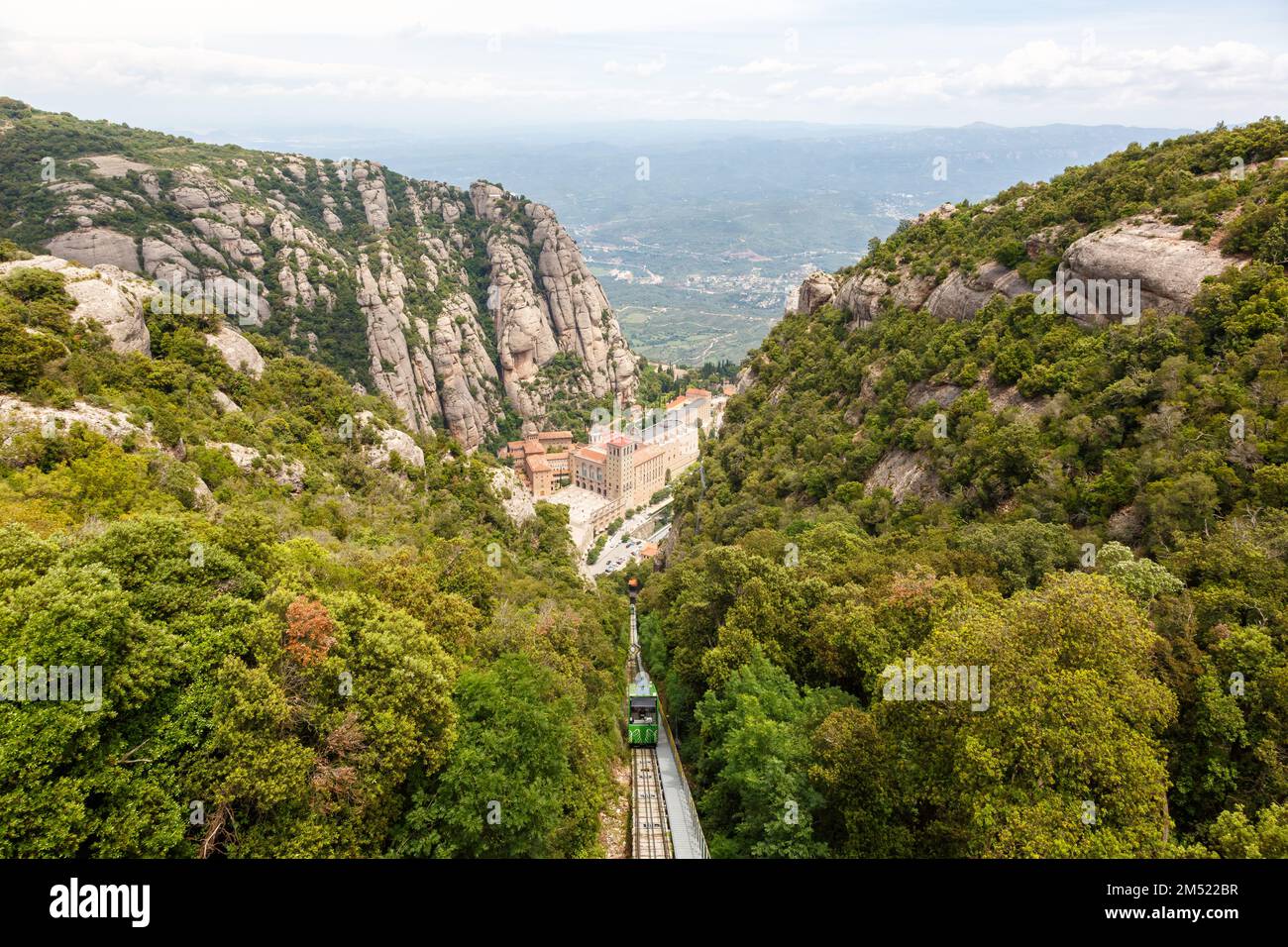 Montserrat Abbey Monastery landscape Barcelona Spain Catalonia cable ...