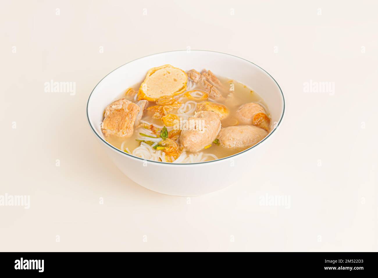 Bun Moc, Rice noodle soup with pork ball, Vietnamese food isolated on ...