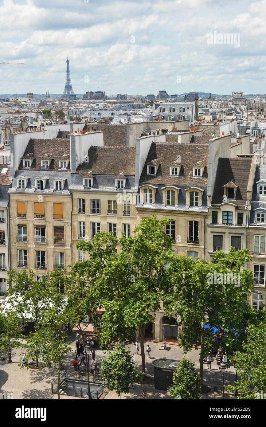 Paris from the height of the roofs. View of the capital of France from ...
