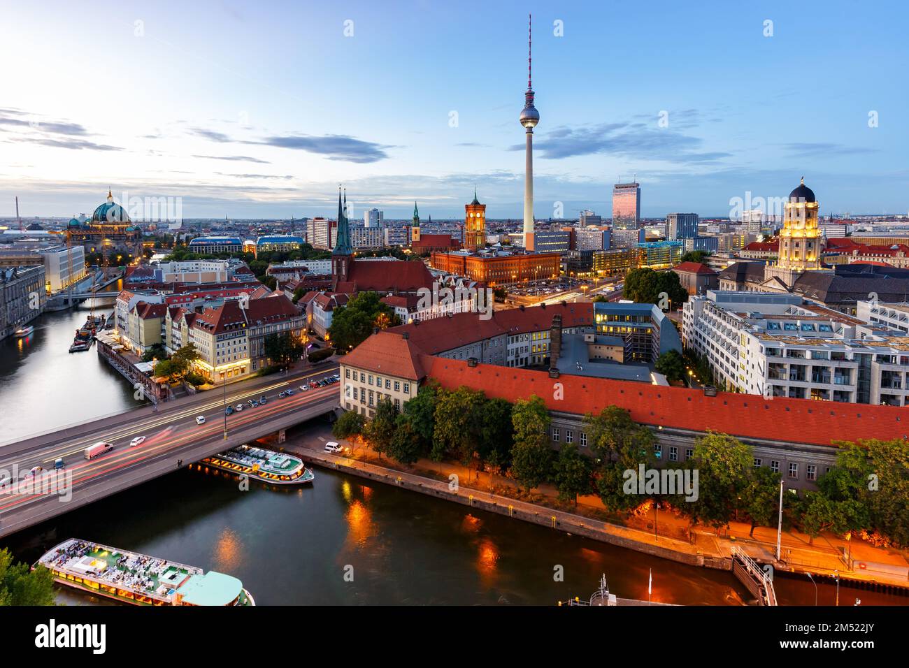 Berlin tv tower townhall Germany city river Stock Photo - Alamy