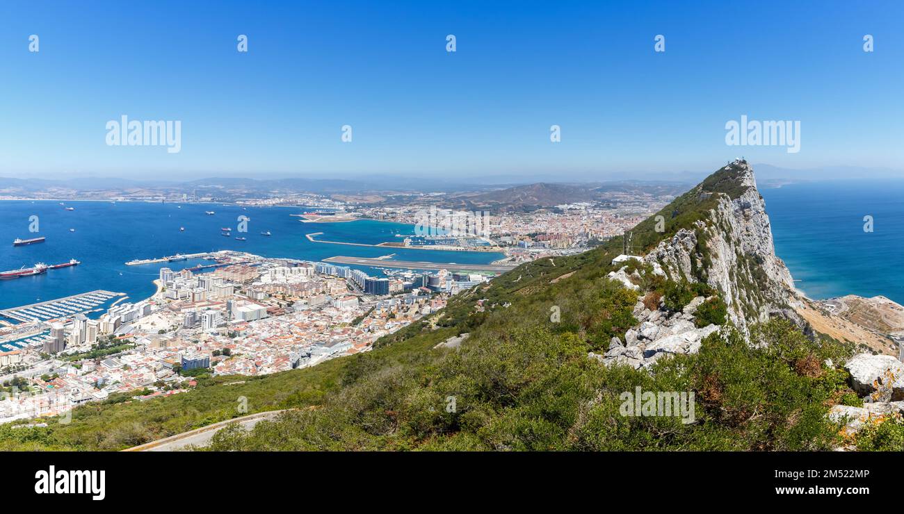Gibraltar The Rock panoramic view Mediterranean Sea travel town ...